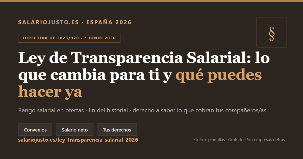 Ley transparencia salarial 2026 España: Directiva UE 2023/970 (vigente ...